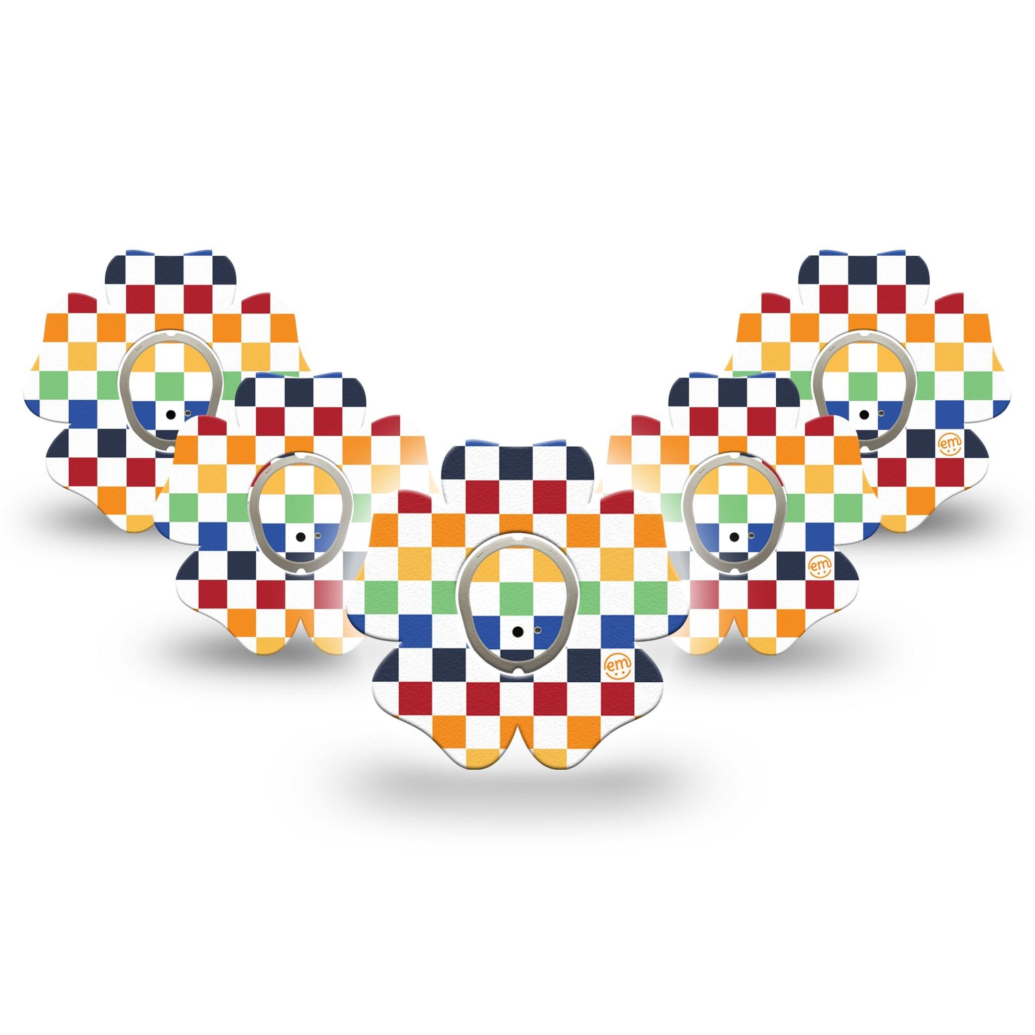 ExpressionMed Rainbow Checkerboard Dexcom G7 and Stelo Flower Patch